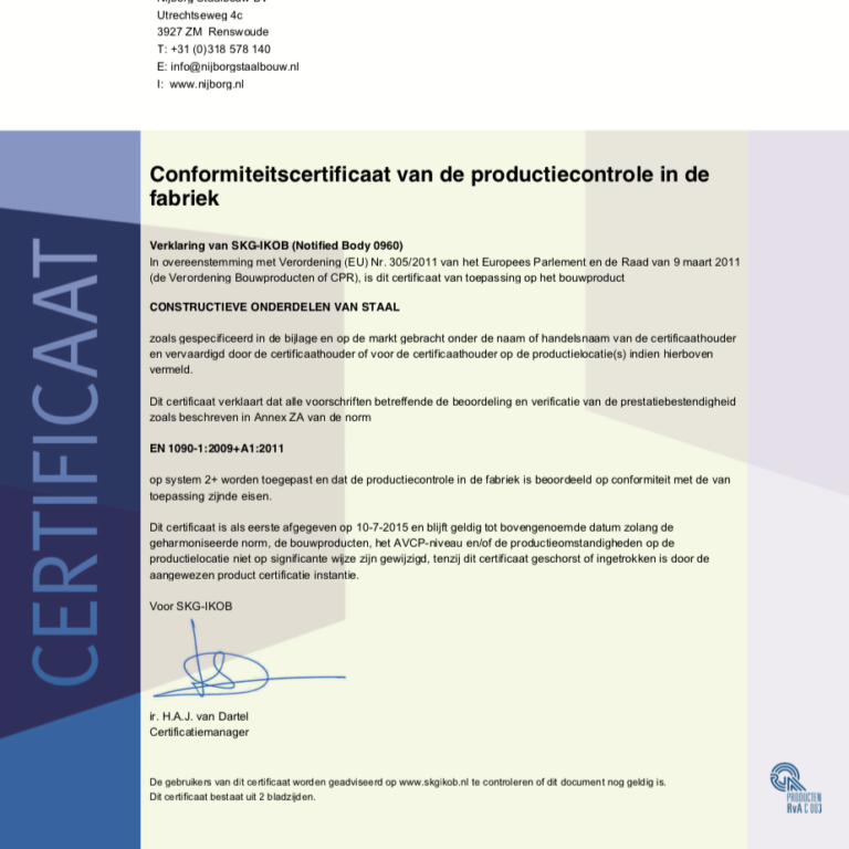 Certificaten - NIJBORG STAAL